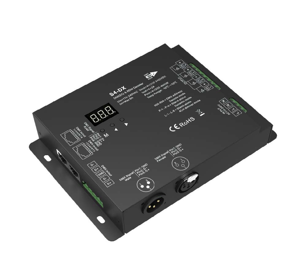 4 Channel High Voltage DMX/RDM Decoder - The Smart Lighting Company